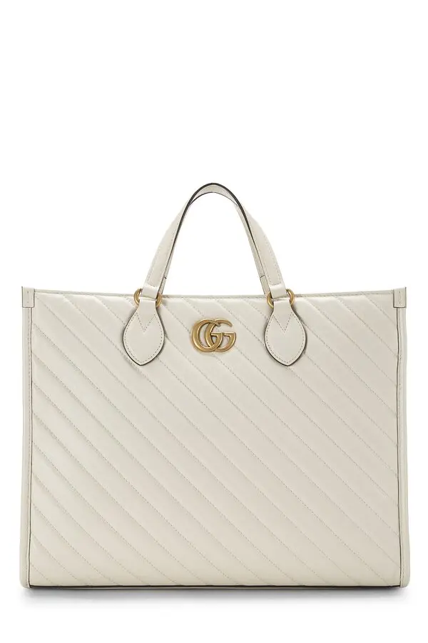 Gucci Leather Gg Marmont Top Handle Bag - White
