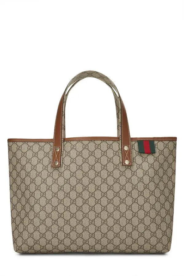 Gucci Gg Supreme Web Loop Tote - Brown