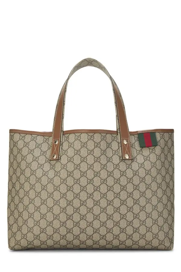 Gucci Gg Supreme Web Loop Tote - Brown