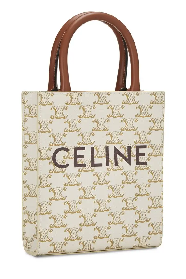 Celine Triomphe Coated Vertical Cabas - White