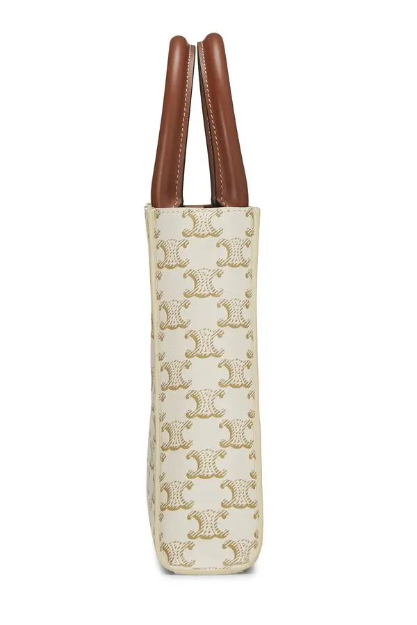 Celine Triomphe Coated Vertical Cabas - White
