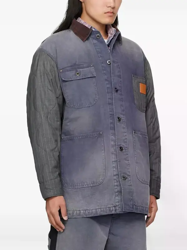 KHOKI Quilted-panel Jacket With Corduroy Collar