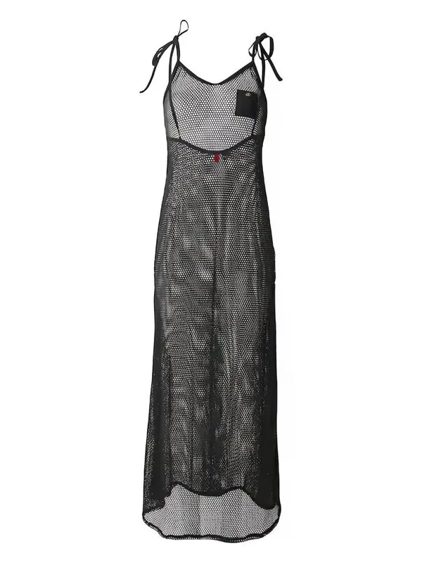 Hugo Halterneck Mesh Maxi Dress - Black