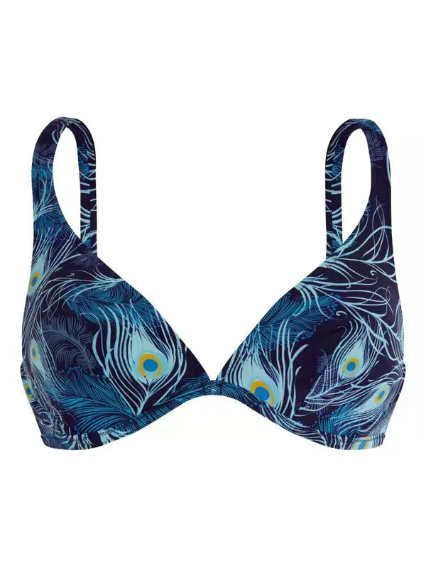 Vilebrequin Peacock-print Bikini Top - Blue