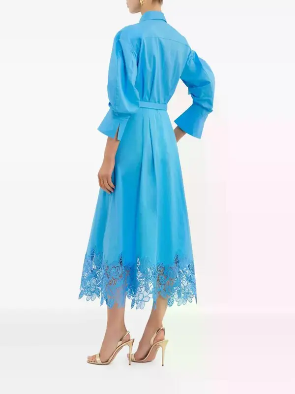 rebecca vallance shirt dress Rebecca Vallance Women's Blaire Guipure Lace Midi-Shirtdress - Orange