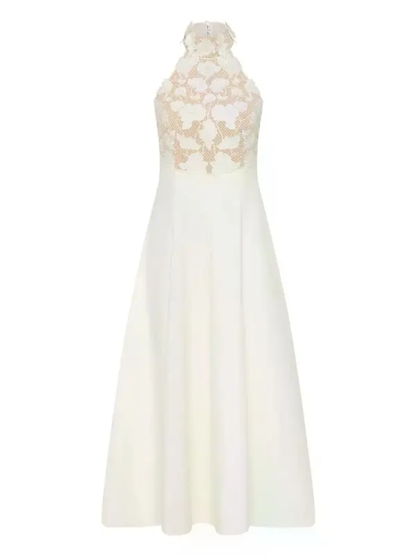 Rebecca Vallance Lace Halter Parrish Midi Dress - White