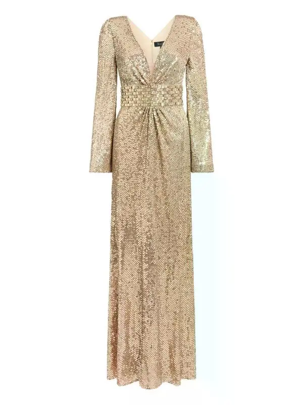 slim fit dress slacks Nerea | Gold Sequin Bandeau Maxi Dress with Front High-Split