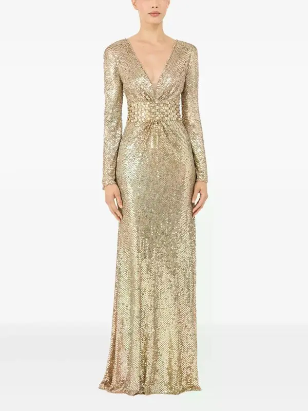Jenny Packham June Sequin Embellished Maxi Dress - Gold | Editorialist