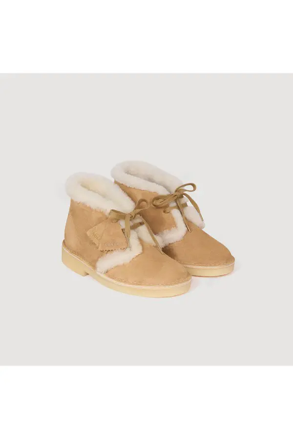 Sandro X Clarks Originals Shearling Desert Boots