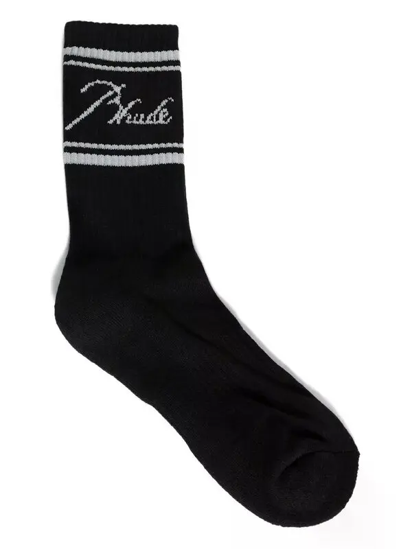 Rhude Striped Logo Socks - Black