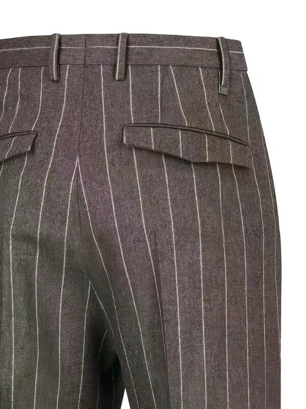 PT TORINO Pinstripe Pleated Trousers - Brown