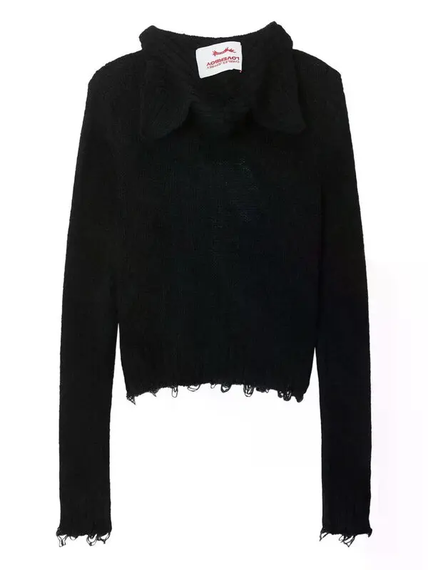 CHARLES JEFFREY Frayed Hem Hooded Cardigan