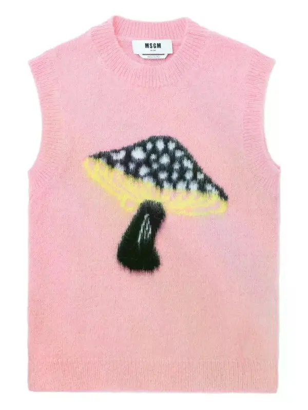 MSGM Mushroom Graphic Tank Top - Pink