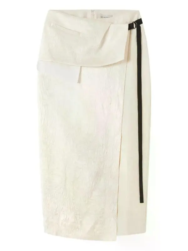 LEE MATHEWS Textured Belted Wrap Skirt - Neutrals