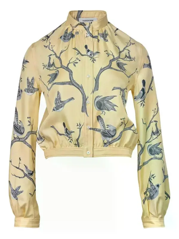 Thom Browne Bird Print Long Sleeve Top