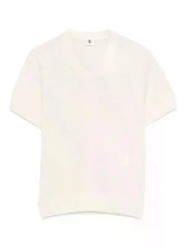 THE GARMENT Short-sleeved Wool-cashmere Top - White