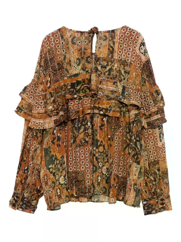 Ba&sh Floral-pattern Ruffled Blouse