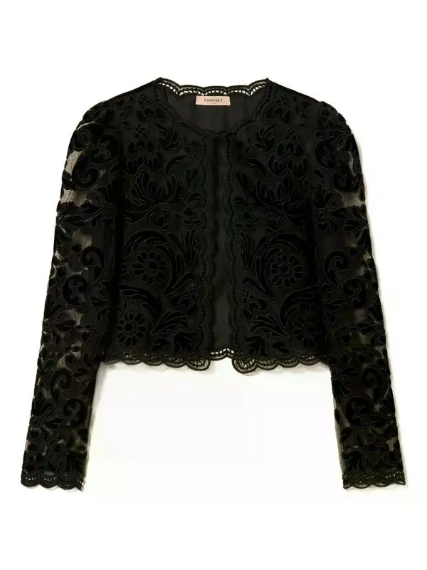 TWINSET Lace-floral Single-button Cardigan