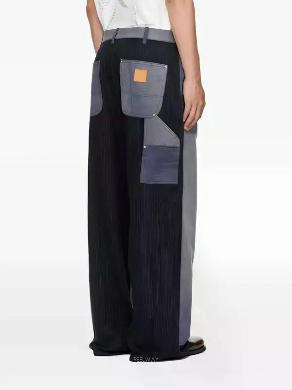 KHOKI Pinstripe Panelled Trousers