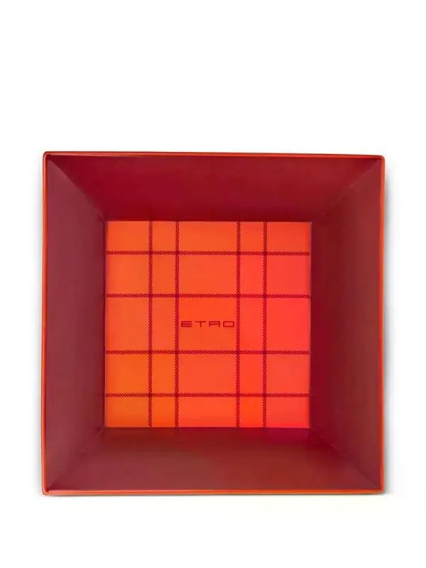 Etro Checked Porcelain Tray - Orange