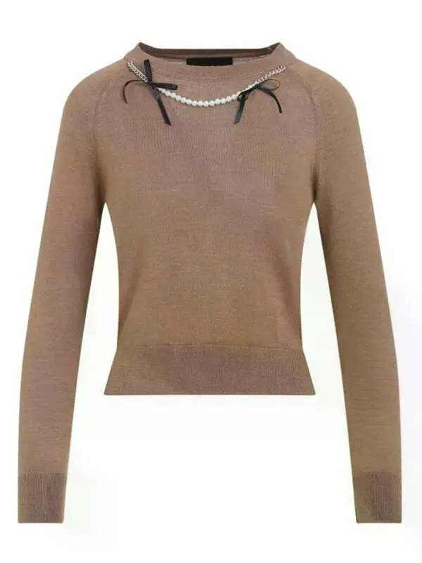 Simone Rocha Sweater With Pearl Chain And Bow Detail