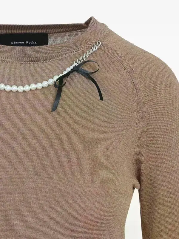 Simone Rocha Sweater With Pearl Chain And Bow Detail