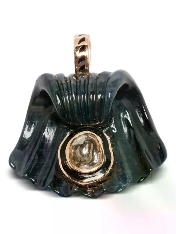 DEZSO 18k Rose Diamond And Tiger Eye Pendant - Gold