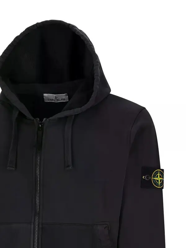 Stone Island Hooded Zip-up Top - Black