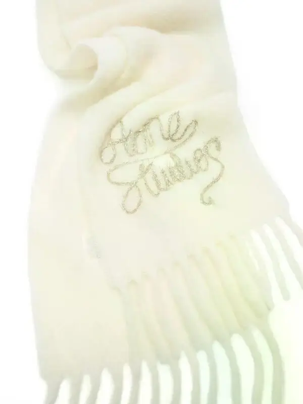 Acne Studios Fringed Logo-detail Scarf - Neutrals