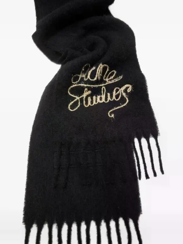 Acne Studios Fringed Logo-detail Scarf
