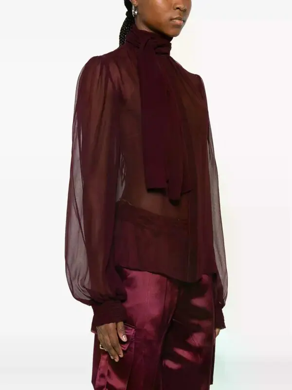 Retrofete Tie-neck Long-sleeve Top