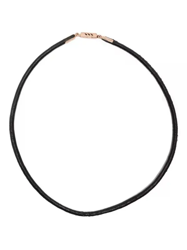 DEZSO 18k Rose Gold Enamel Necklace - Black
