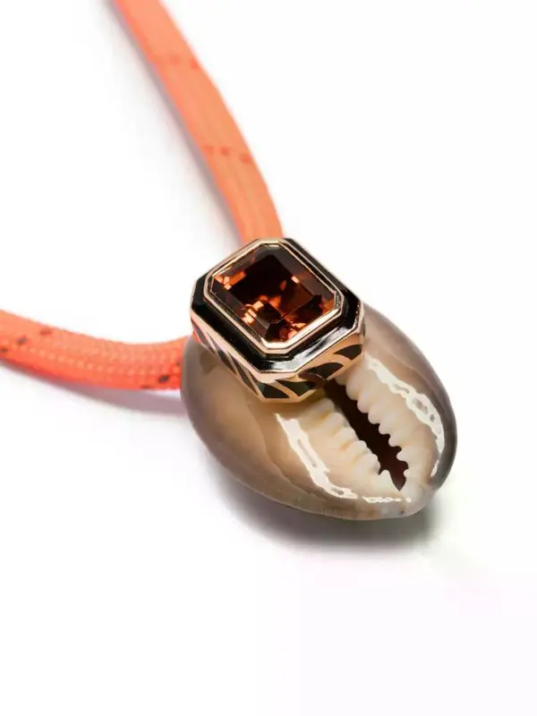 DEZSO 18k Rose Gold Cowry Citrine Pendant Necklace