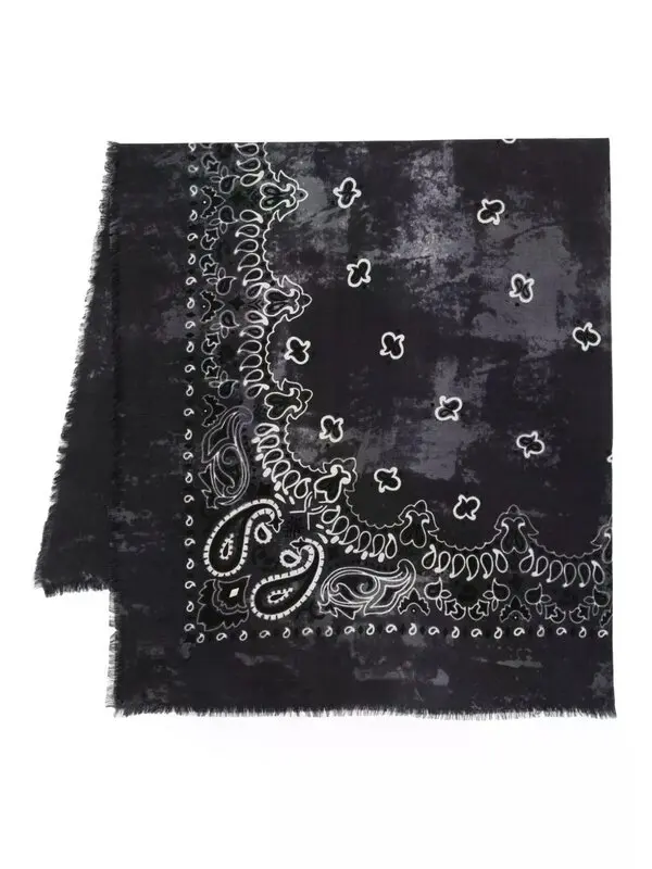 Destin Paisley-print Fringed Bandana Scarf - Black