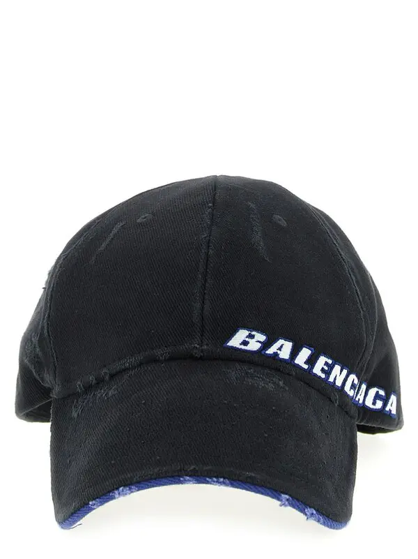 Balenciaga Logo Embroidered Cotton Cap - Black
