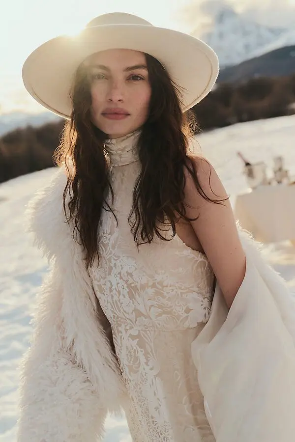 Bhldn High-neck Velvet Maxi Dress - Ivory