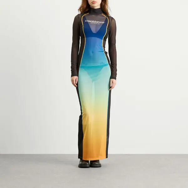 Casablanca Mesh Printed Gradient Maxi Dress