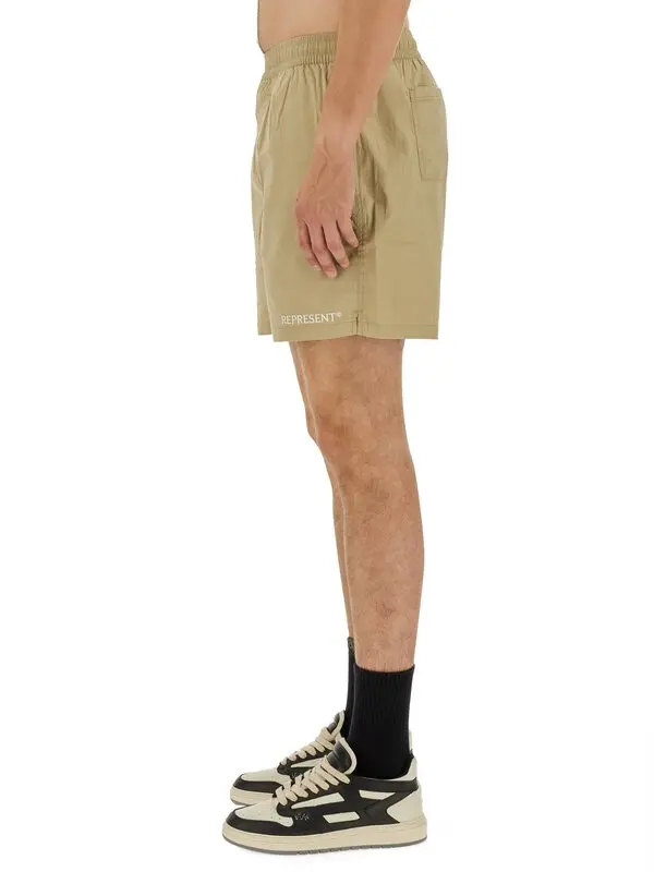 REPRESENT Bermuda Shorts With Logo - Beige