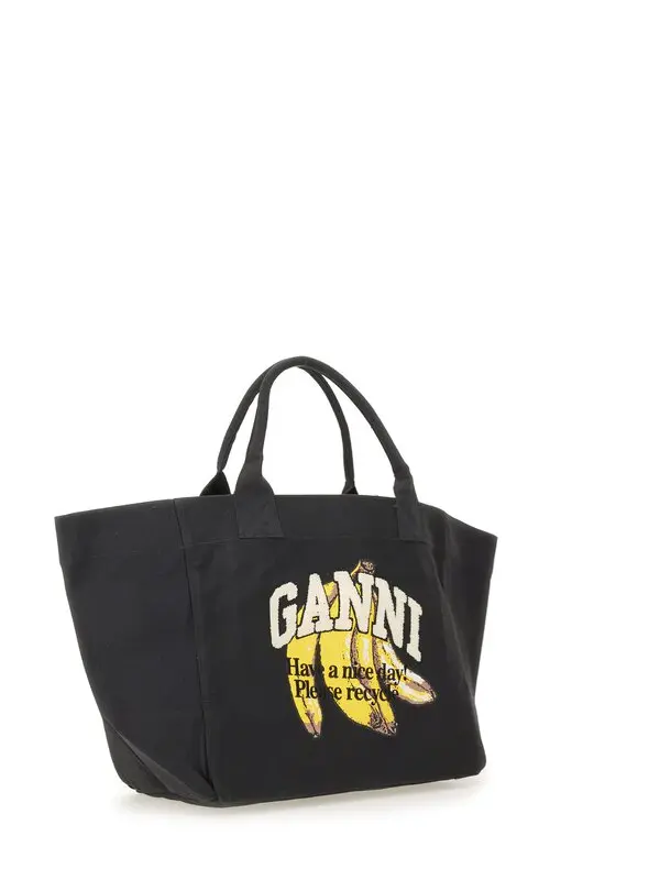 GANNI Banana Print Xxl Tote Bag - Black