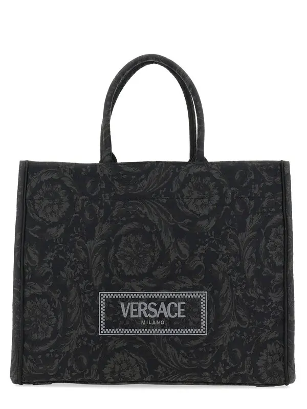 Versace Large Athena Baroque Shopper Bag - Black