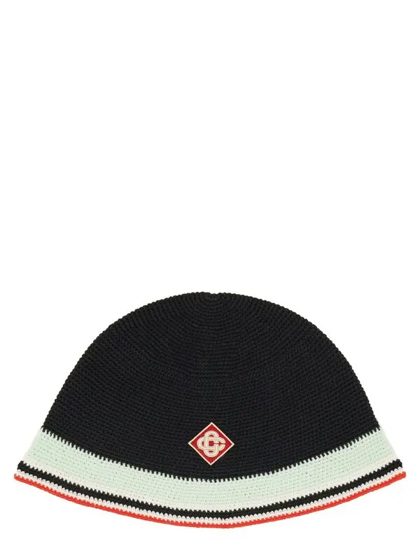 Casablanca Crochet Hat With Logo - Black