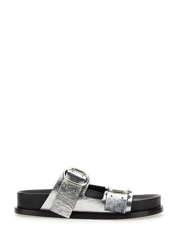 JIL SANDER Leather Buckle Sandals - Silver