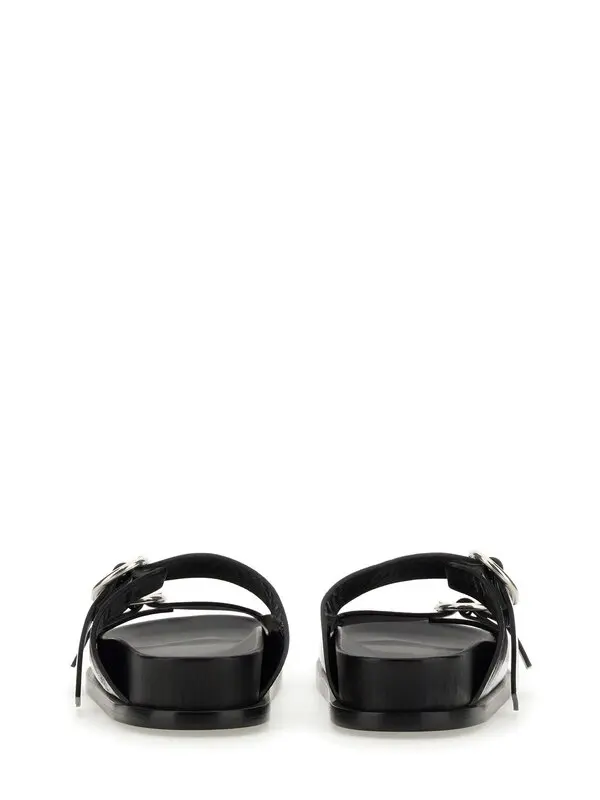 JIL SANDER Leather Buckle Sandals - Silver