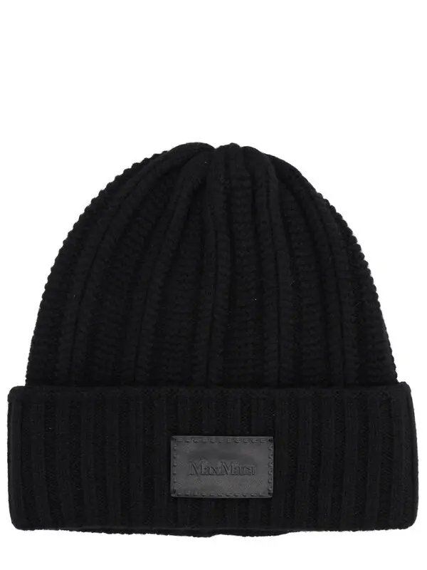 Max Mara Cashmere Cap With Logo - Black