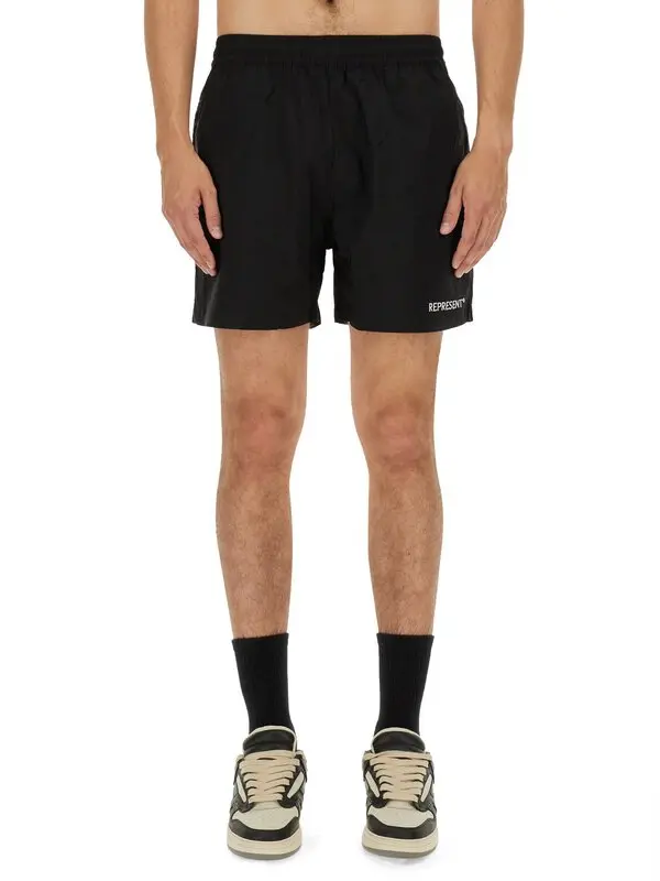 REPRESENT Bermuda Shorts With Logo - Black