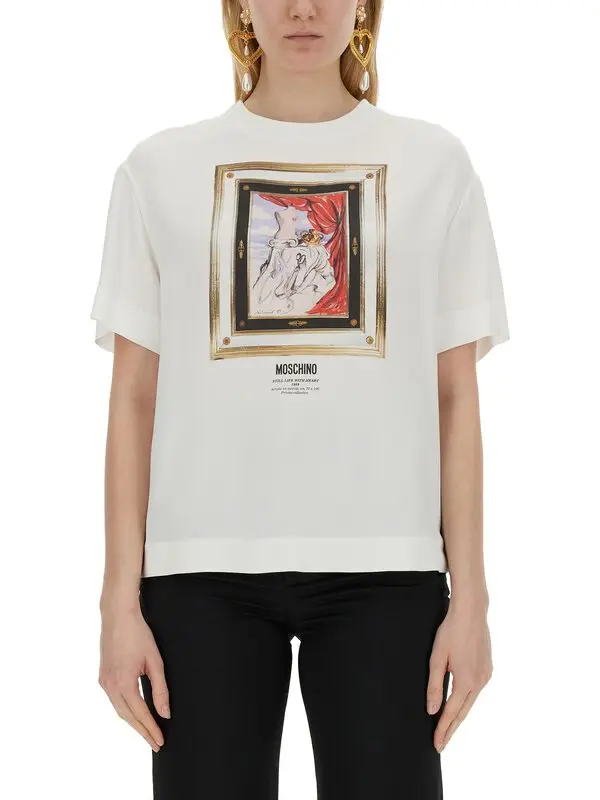 Moschino Satin Blouse Still Life With Heart