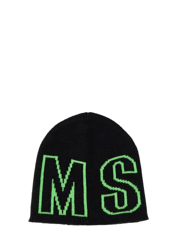 MSGM Beanie Hat With Logo - Black
