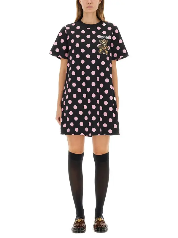 Moschino Teddy Polka Dots Dress - Black