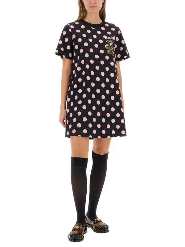 Moschino Teddy Polka Dots Dress - Black