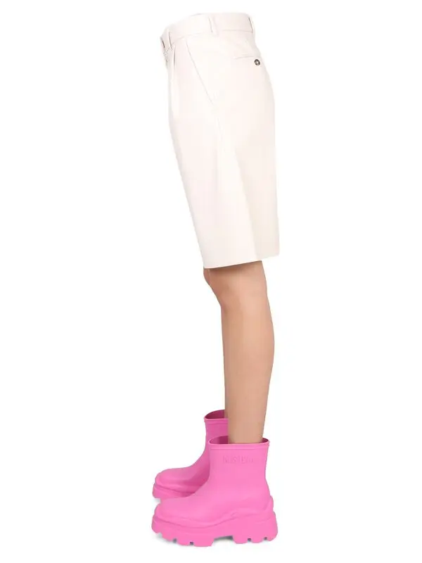 MSGM Faux Leather Bermuda Shorts - Ivory